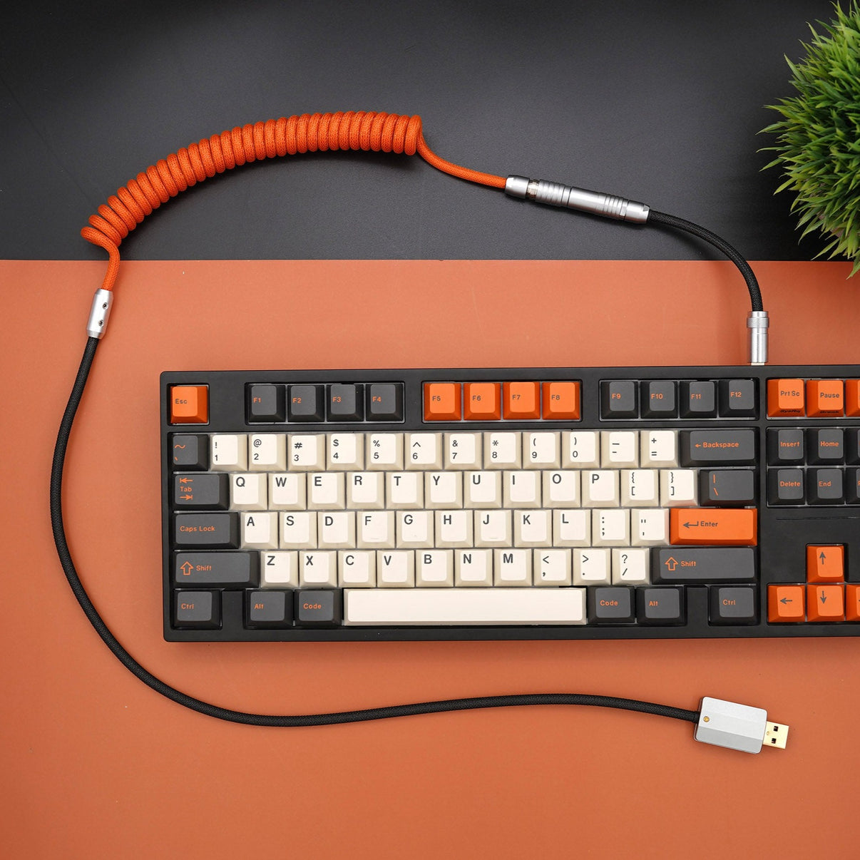 Sleeved Coiled Keyboard Aviator Cable, Lemo Style Connector - Carbon ...