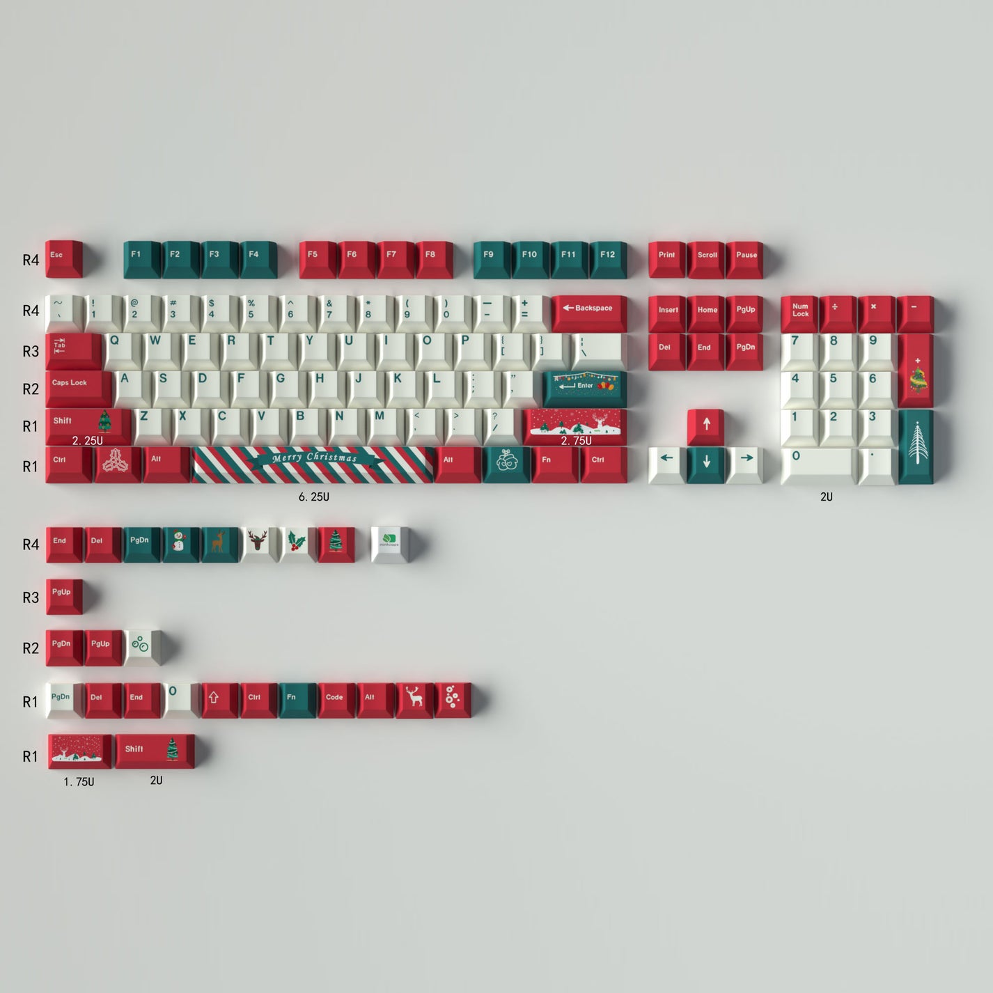 Christmas Theme Keycap Set, Cherry Profile, PBT Dye Sub Key Cap – Nouvolo