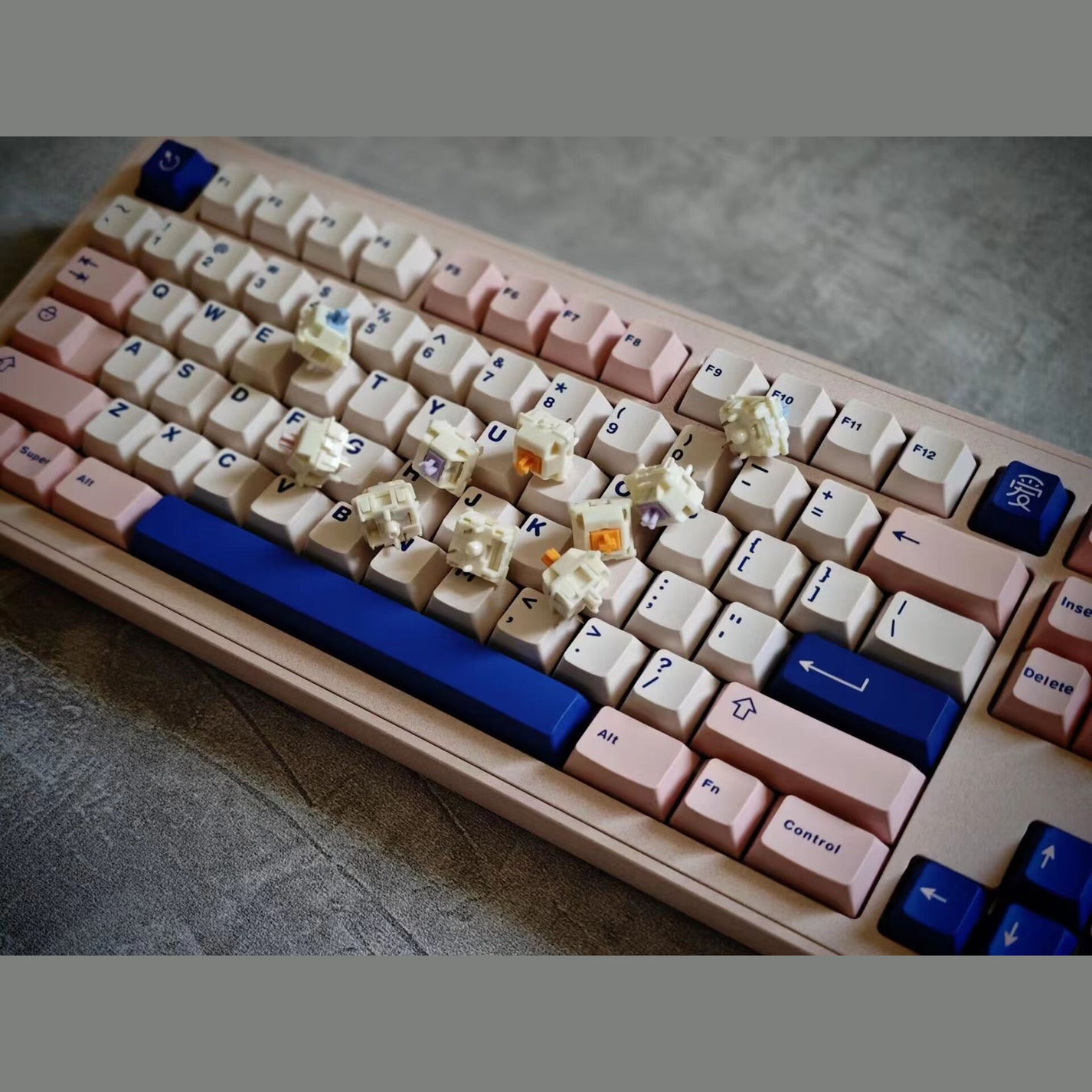 Aifei Blue on Pink (BPO) Keycap Set, Cherry Profile, Double Shot ABS ...