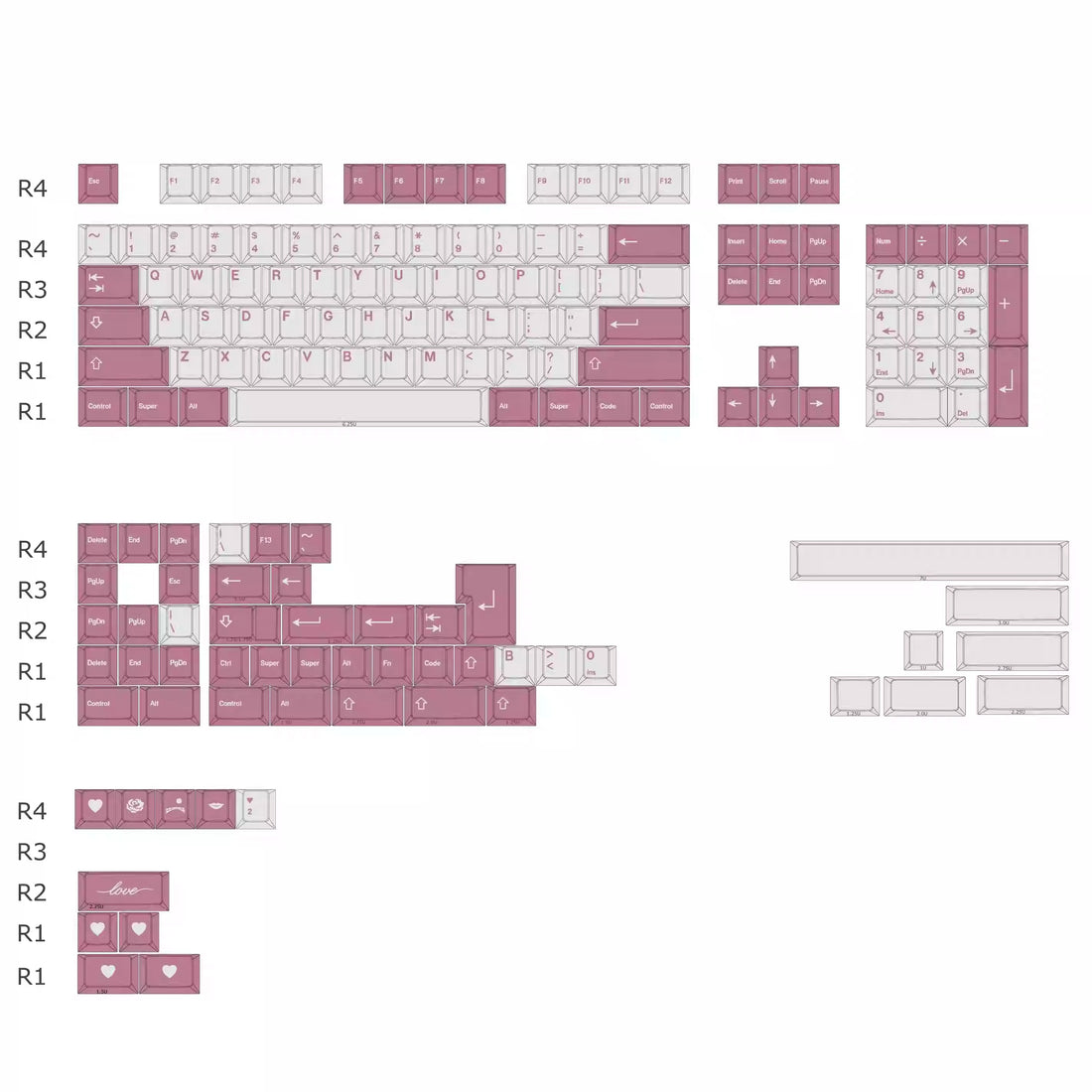Beloved Keycap Set, Cherry Profile, Dye Sub PBT – Nouvolo