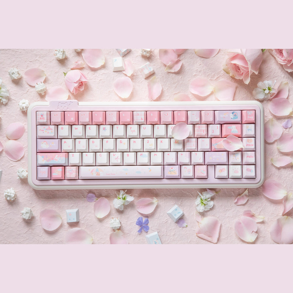 NEKEY Dreamscape Pink Cute Keycap Set, Cherry Profile, Dye Sub PBT ...
